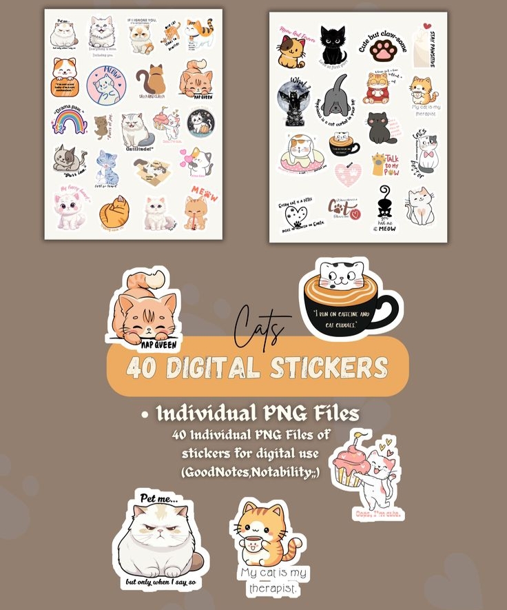 🐾 40 Adorable Cat Stickers – Support My Content & Get Cute Stickers! 🐾