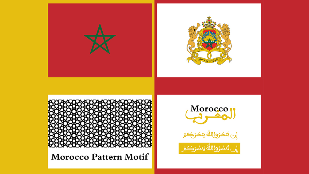 Morocco National Country Flag, Fonts, Kingdom Logo, Pattern Motif vector