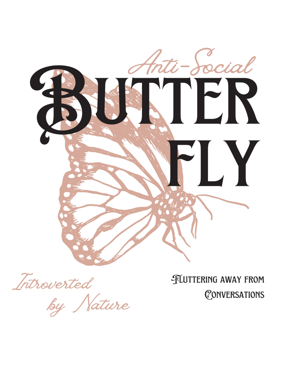 Anti-Social Butterfly - Whimsical Digital Wall Art Printable