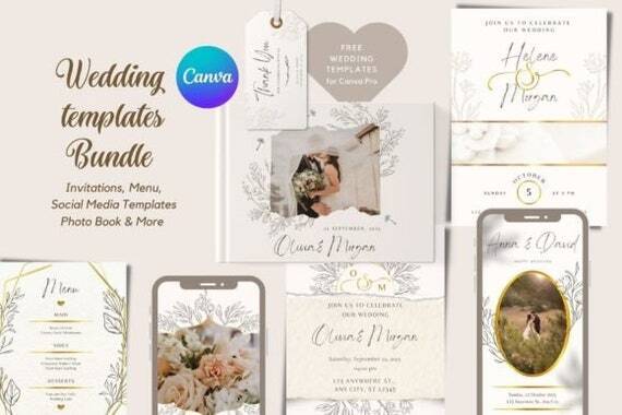 Wedding template bundle, Instagram templates, Invitation Suite Template ...