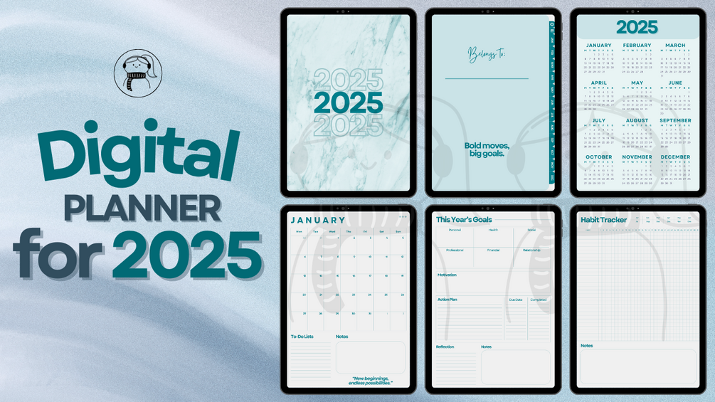 Digital Planner for 2025 in Blue