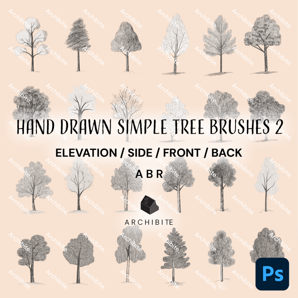 Photoshop Brushes Hand Drawn Simple Trees Elevation 2