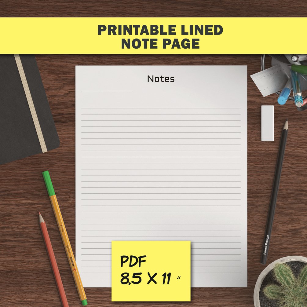 Free Lined Notebook Page | Printable 8.5 x 11 PDF | KDP interior element