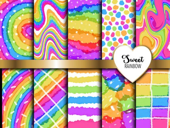 Beautiful Rainbow Digital Paper Bundle More than 156 Graphics