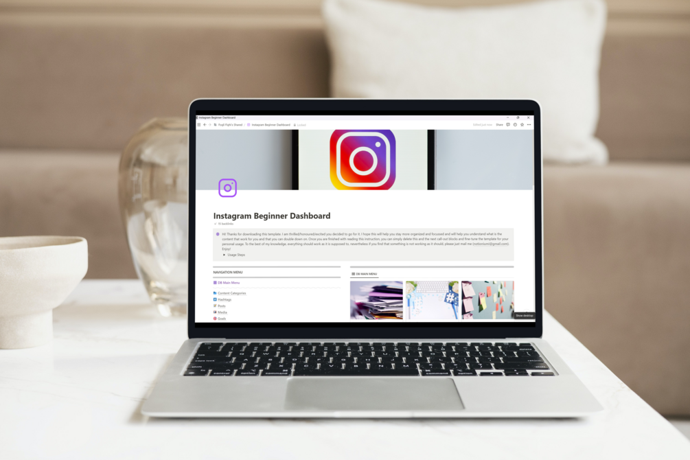 Instagram Beginner Dashboard (Notion Template for Instagram Business or ...