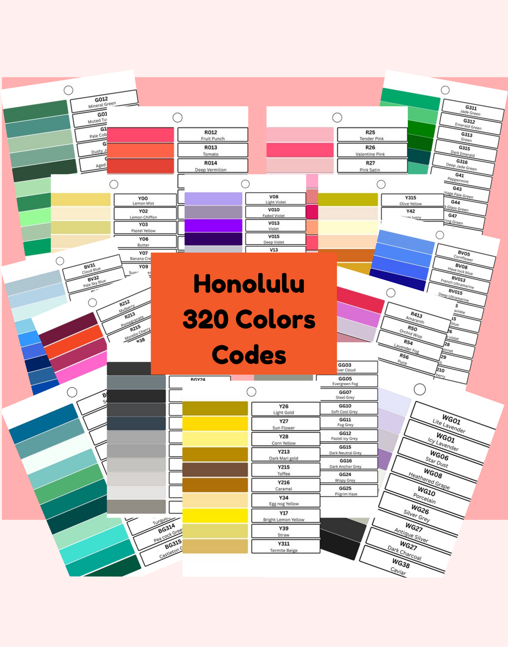Honululu 320 Color Codes Swatch Chart | Marker Color Codes | Digital ...