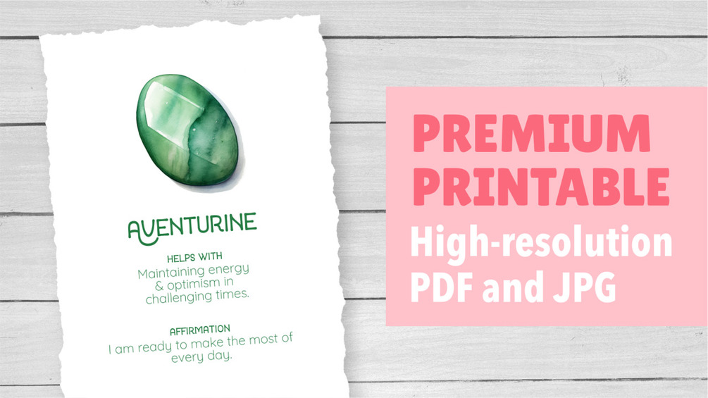 Aventurine Crystal Meaning Printable Card
