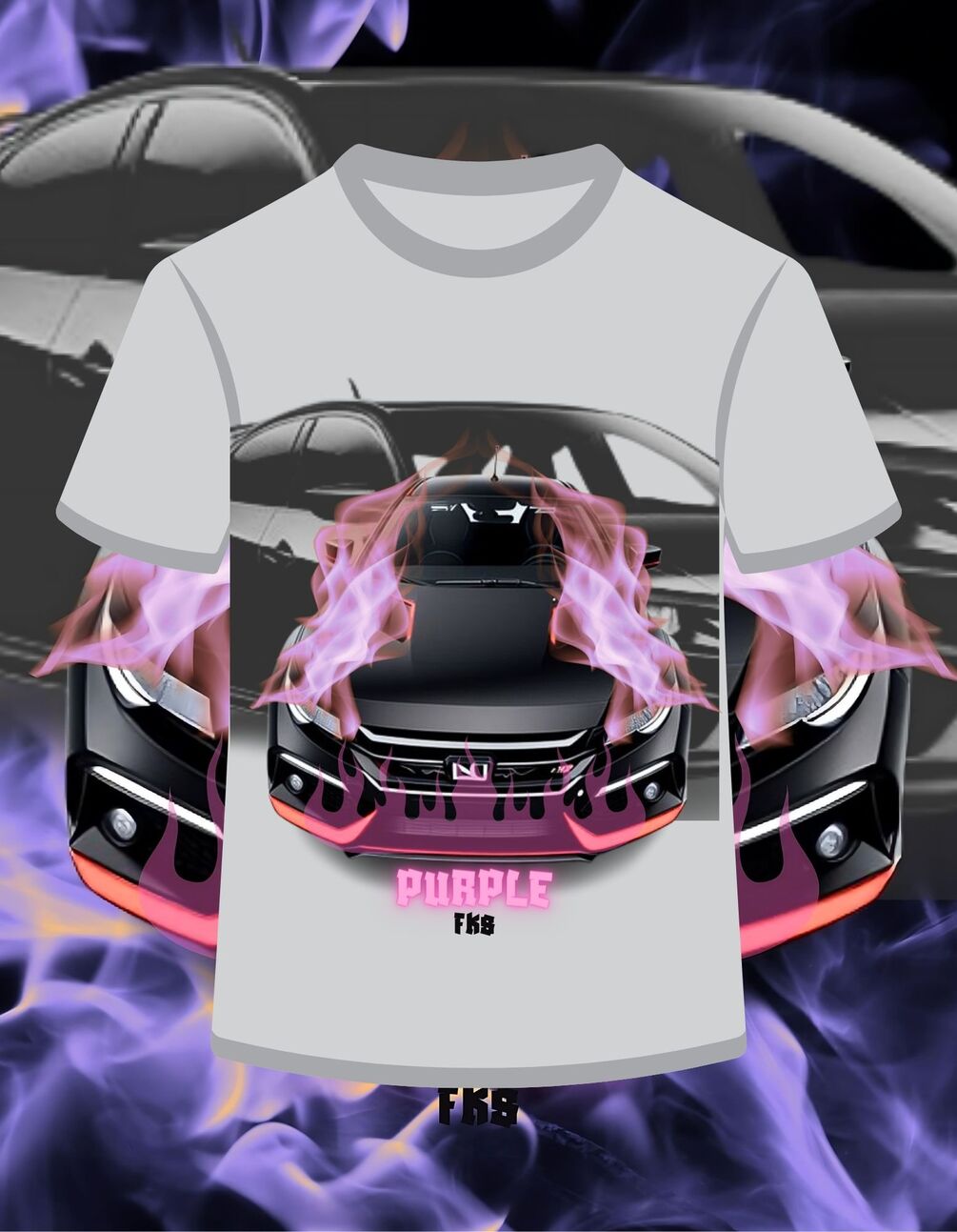 T shirt Design (Purple Civic) Editable in Canva