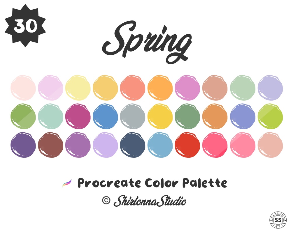 30 Spring Color Palette Procreate Swatches