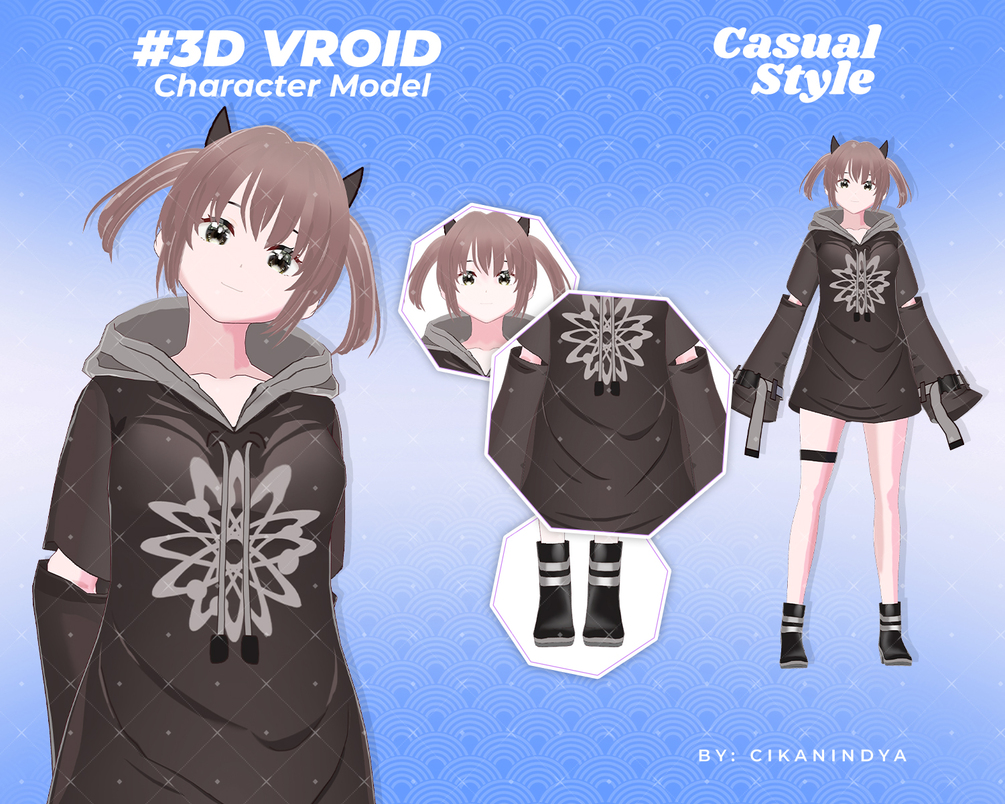 Mystical 3D Vroid Character Horn Head Anime Girl for Streamer - 3d ...