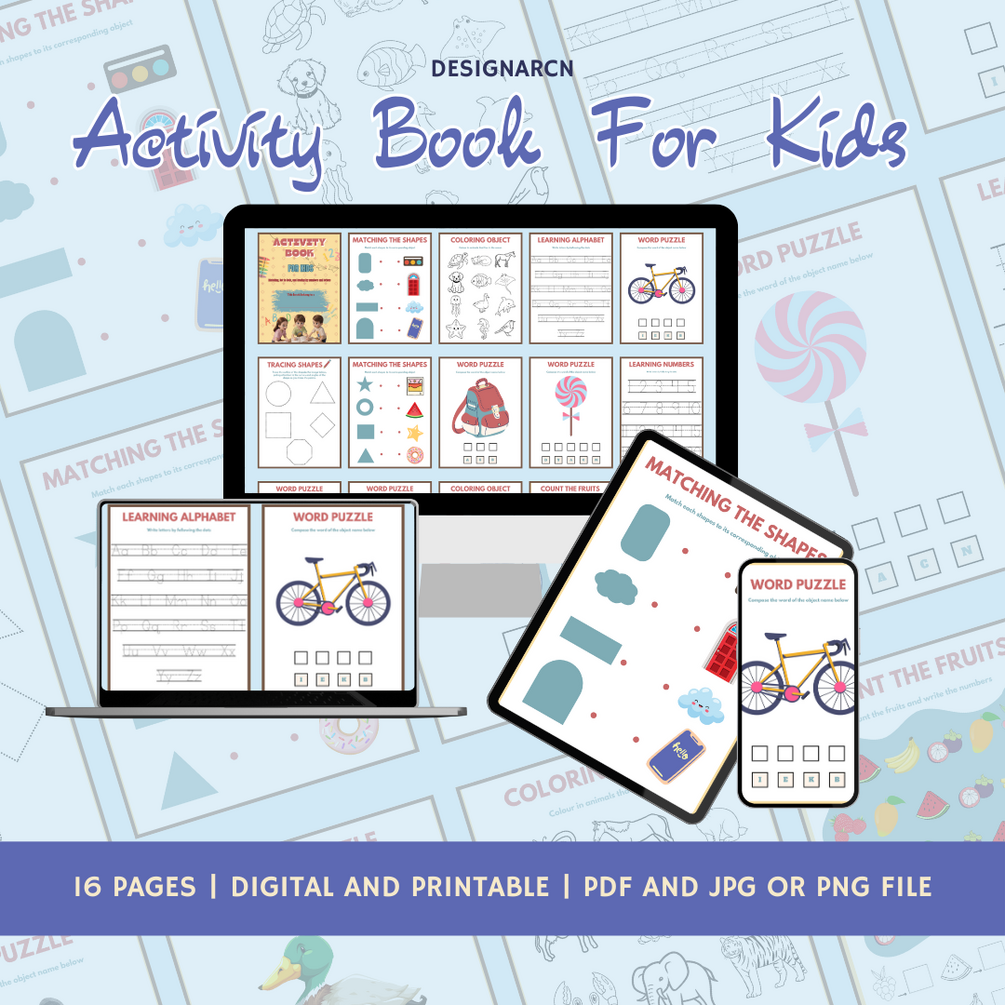 Activity Book For Kids 16 Pages Digital & Printable