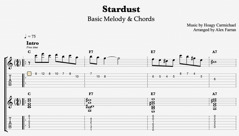 "Stardust" (melody/chords duet arrangement)