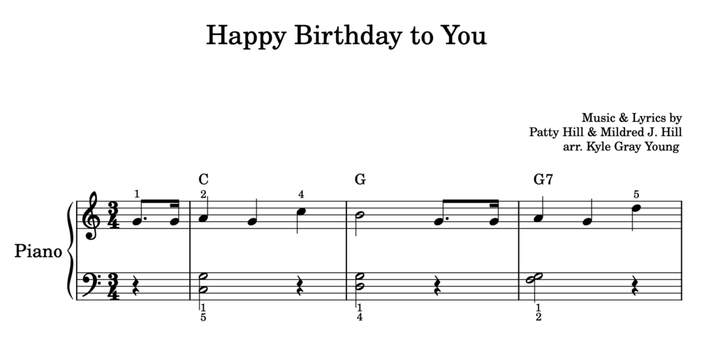 Happy Birthday To You (beginner/early intermediate piano sheet music)