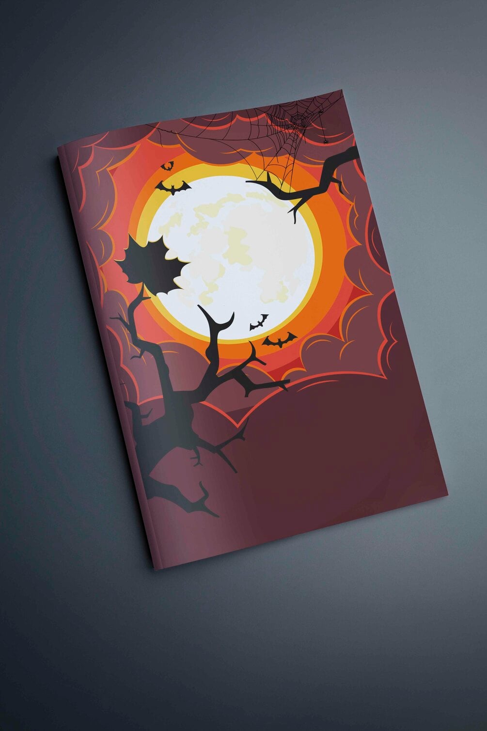 Cloudy Night with Shining Big Moon in the Center for Text style Book ...