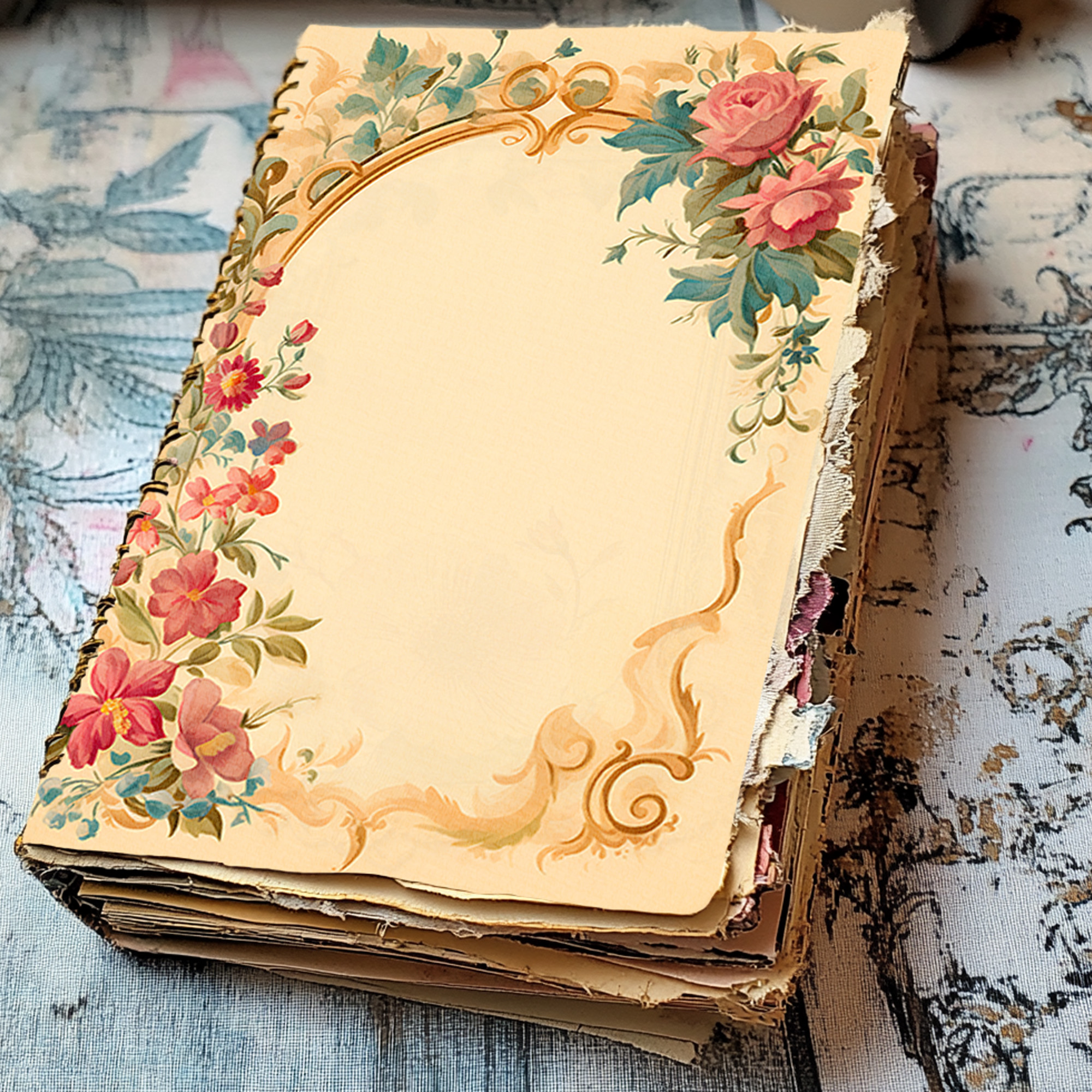 18 pc Victorian Gold Floral Frame Printable Junk Journal Half Papers ...