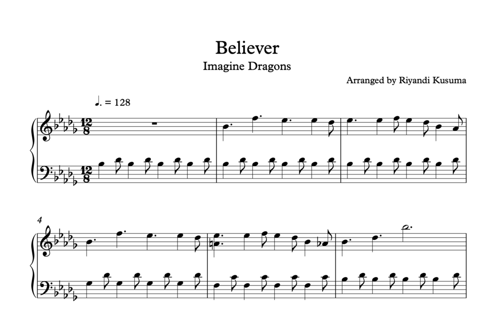 Imagine Dragons - Believer (Sheet Music)