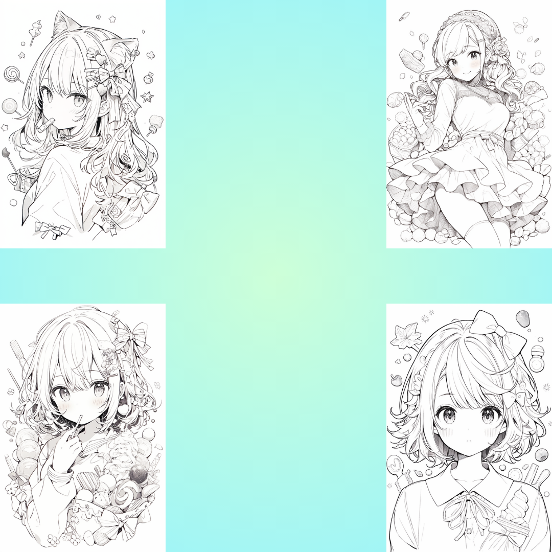 [PDF] Sweet Anime Girl Colouring Adventure - 30 PICTURE - Coloring Book ...