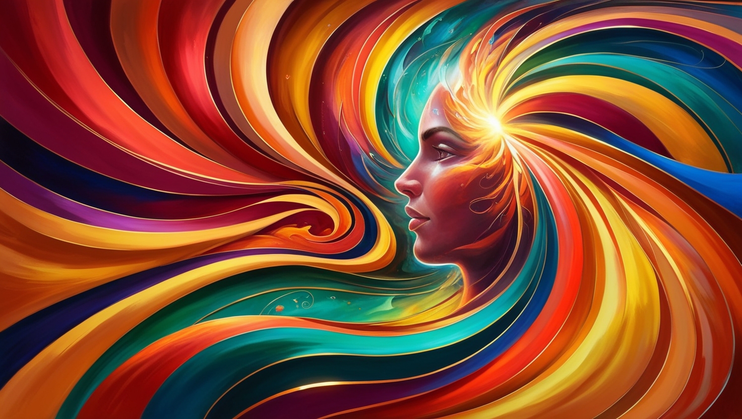 🌈 Abstract Energy Art: Colorful Swirling Human Profiles 🎨