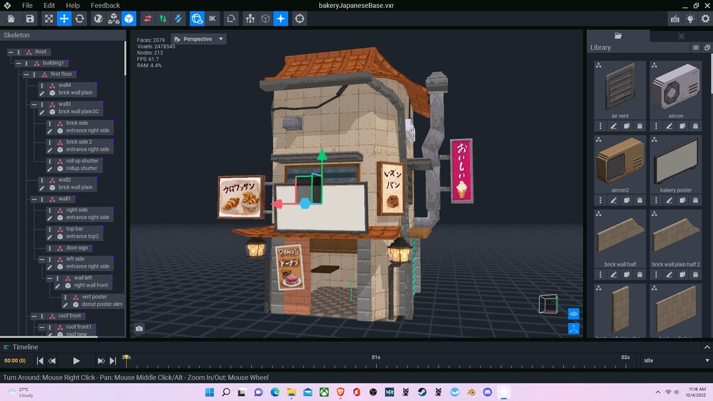 3 Storeys Japanese Bakery Building Voxedit File