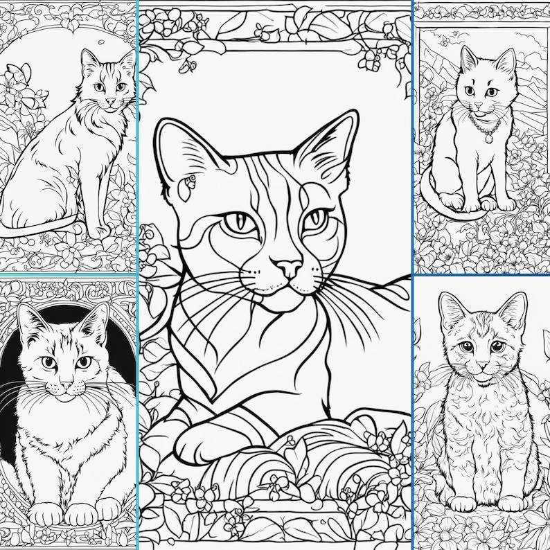 Cats Coloring Book 30+ Pages . Coloring Pages for Children & Adults ...