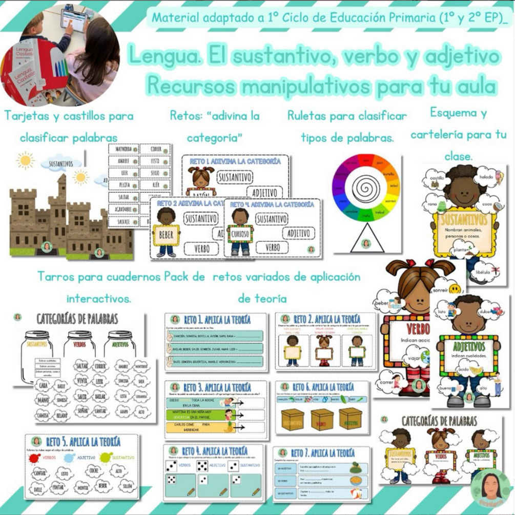 PACK: SUSTANTIVO, ADJETIVO Y VERBO 1º CICLO PRIMARIA