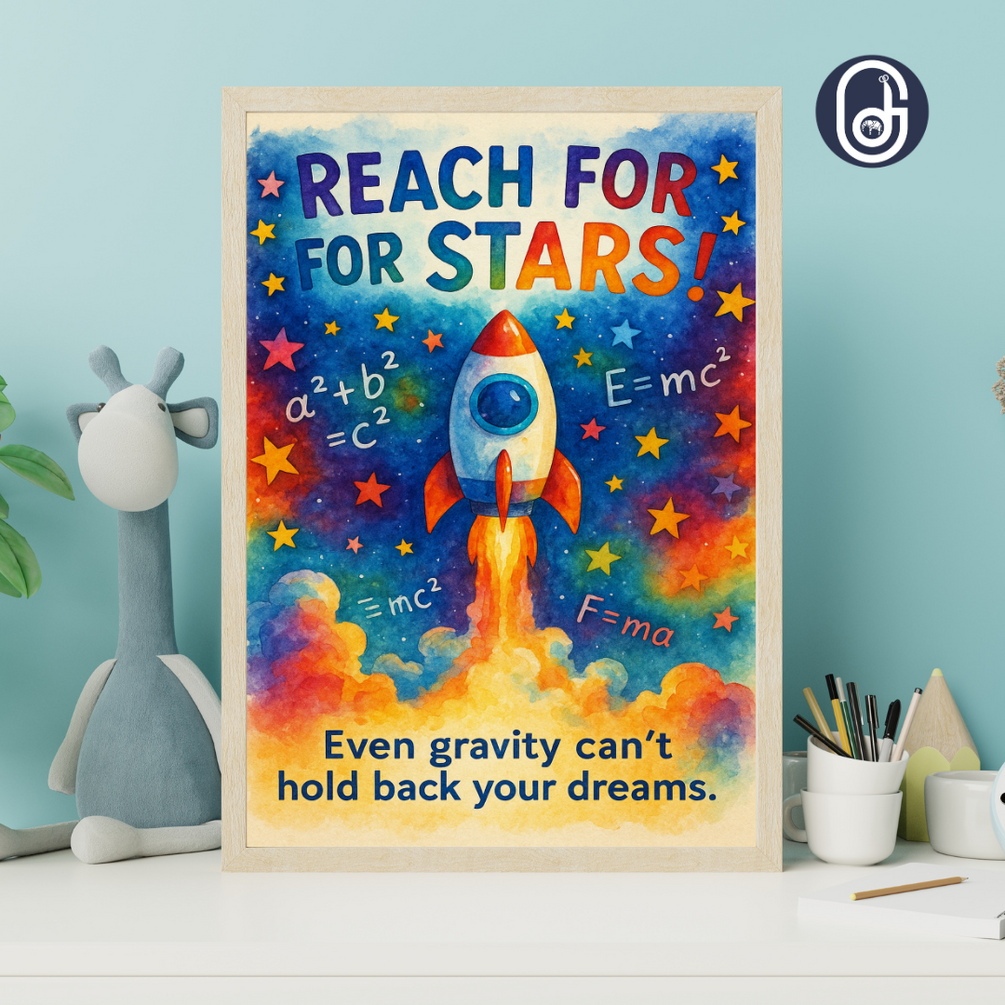 Reach for the Stars Poster - Inspirational Space Art for Kids ...