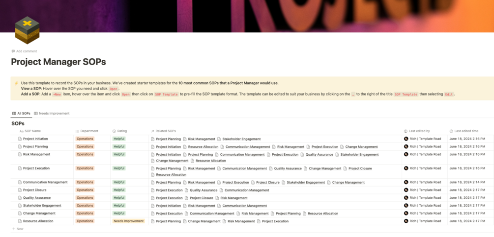 Notion - Project Manager SOPs