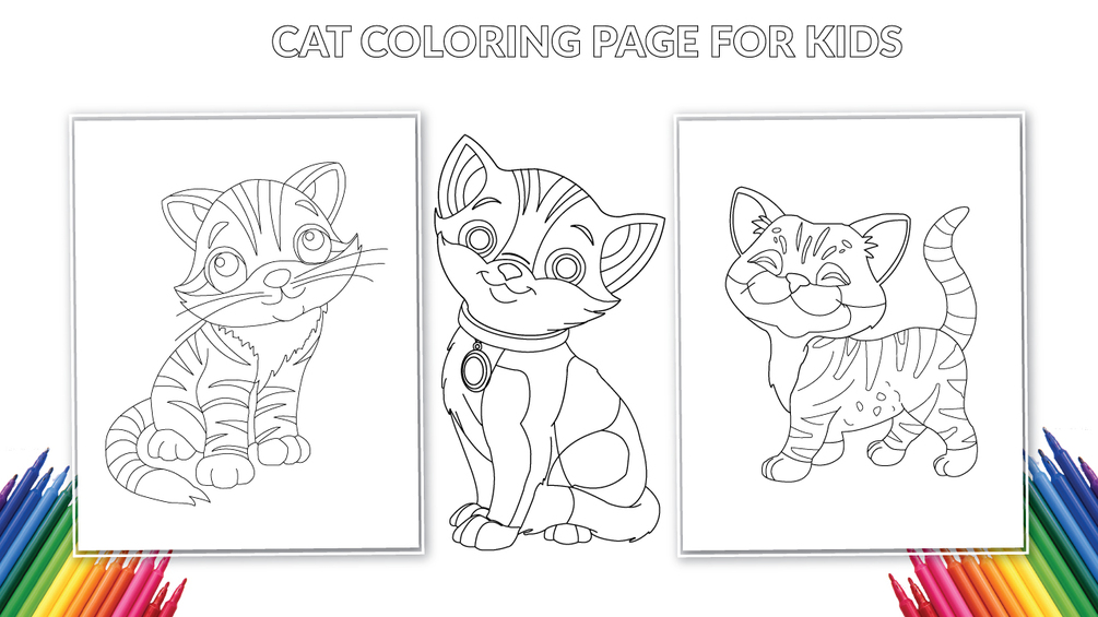 Kitty Cat Printable Coloring page for kids and adult