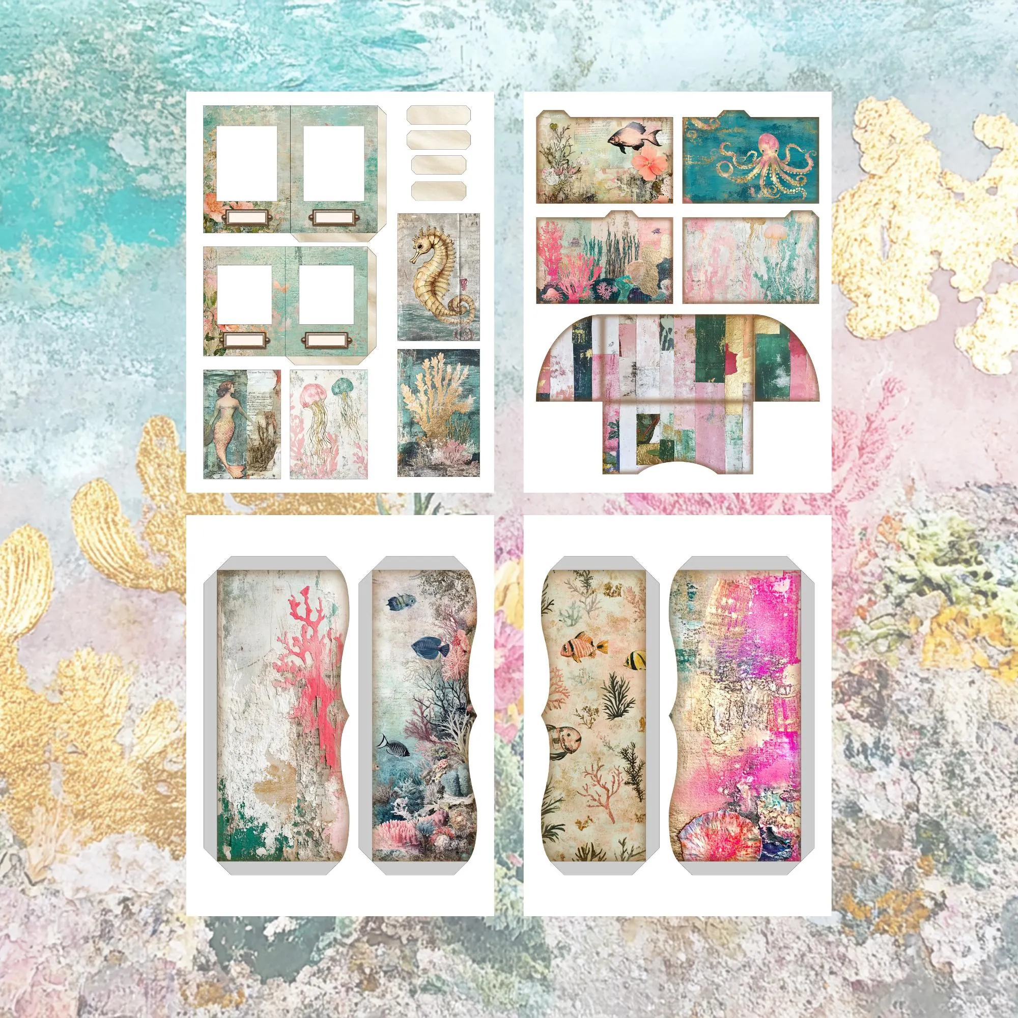 Printable Ephemera Pack - Ethereal Pastel Mermaids