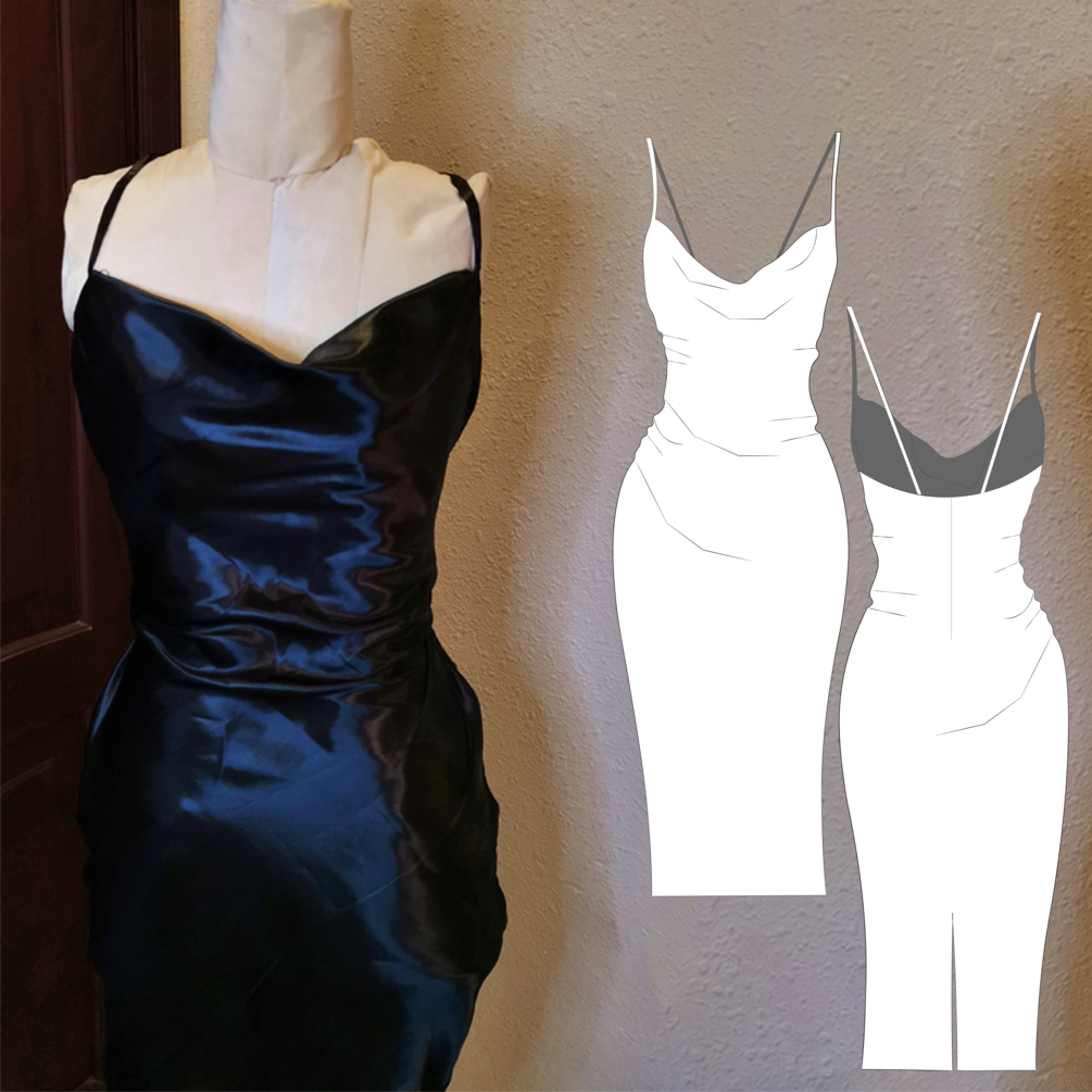 Instant Bodycon Dress Sewing Pattern as EN-AR Dual Language (PDF file ...