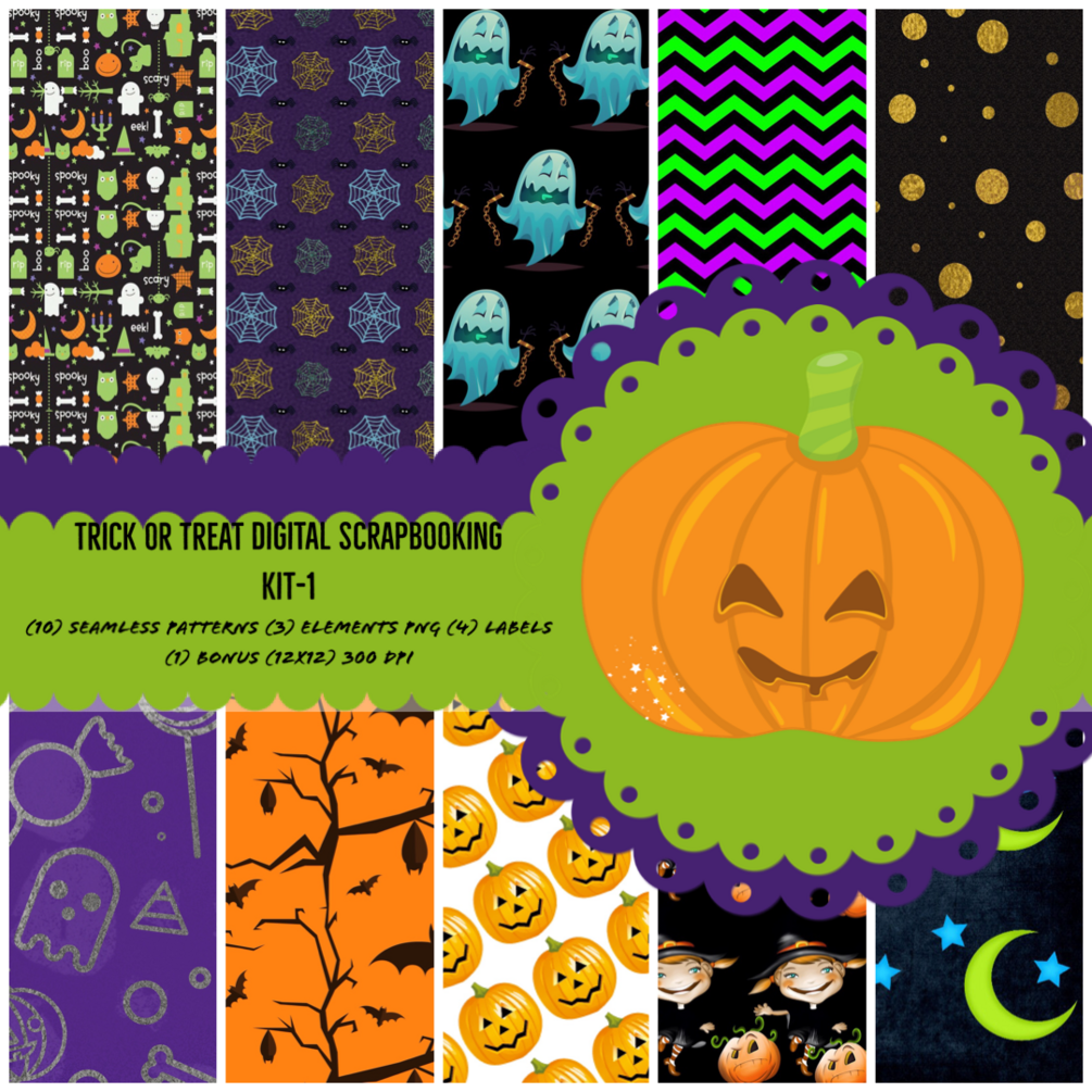 Halloween Pumpkin Digital Scrapbooking Kit