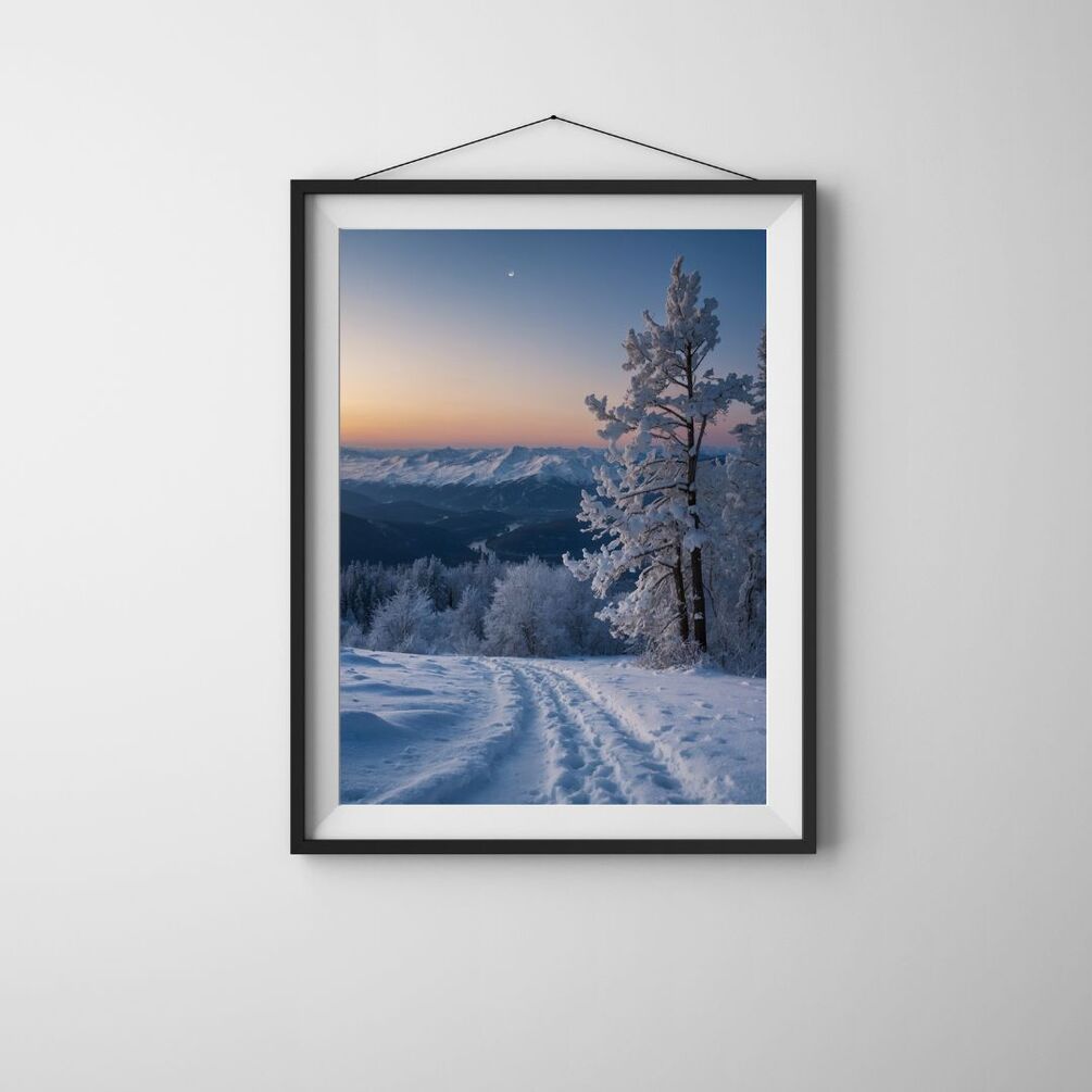 Moonlit Snow Trail - Enchanting Winter Evening Wall Art Print ...