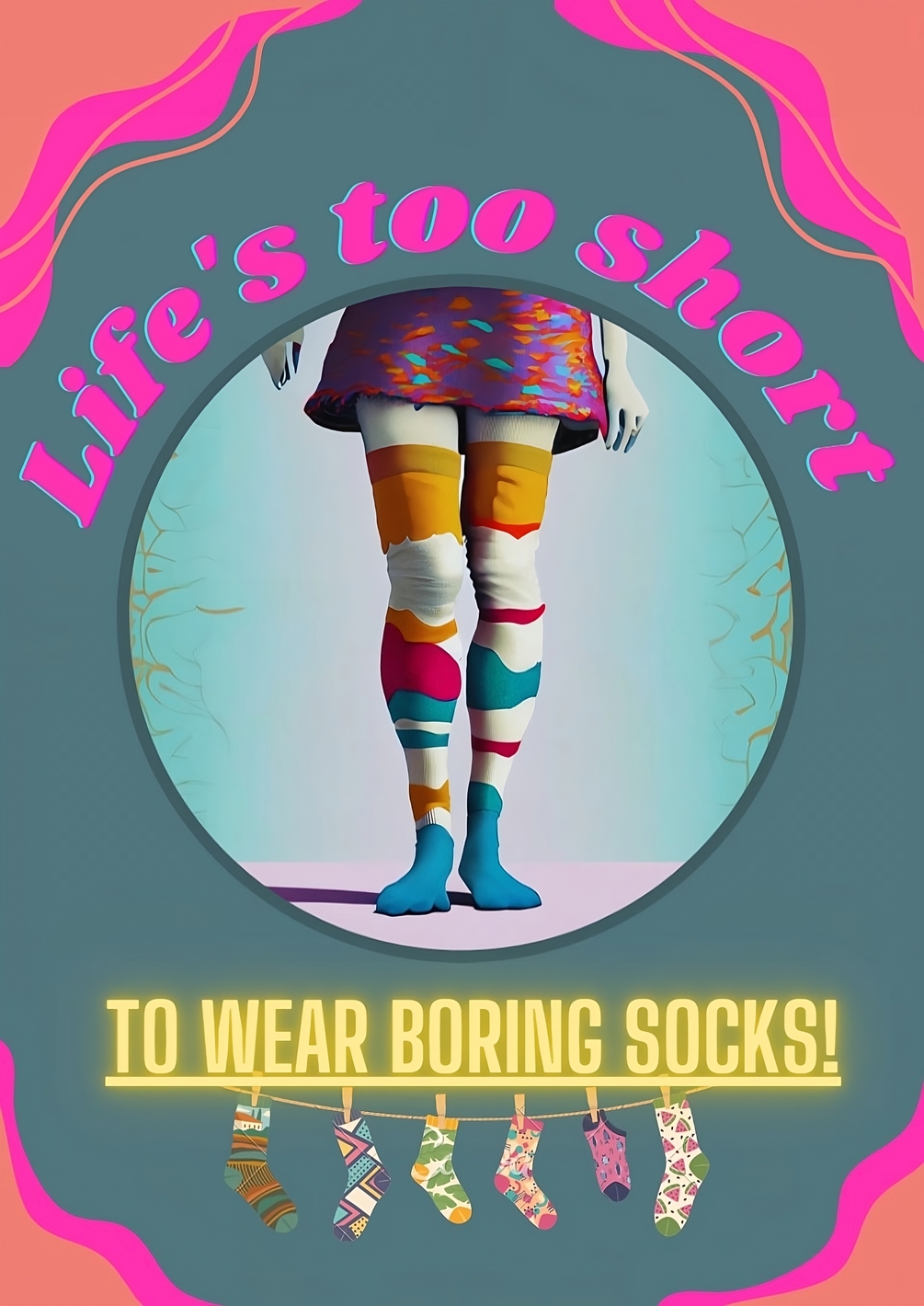 Poster with slogan on it Life's too short to wear boring socks!