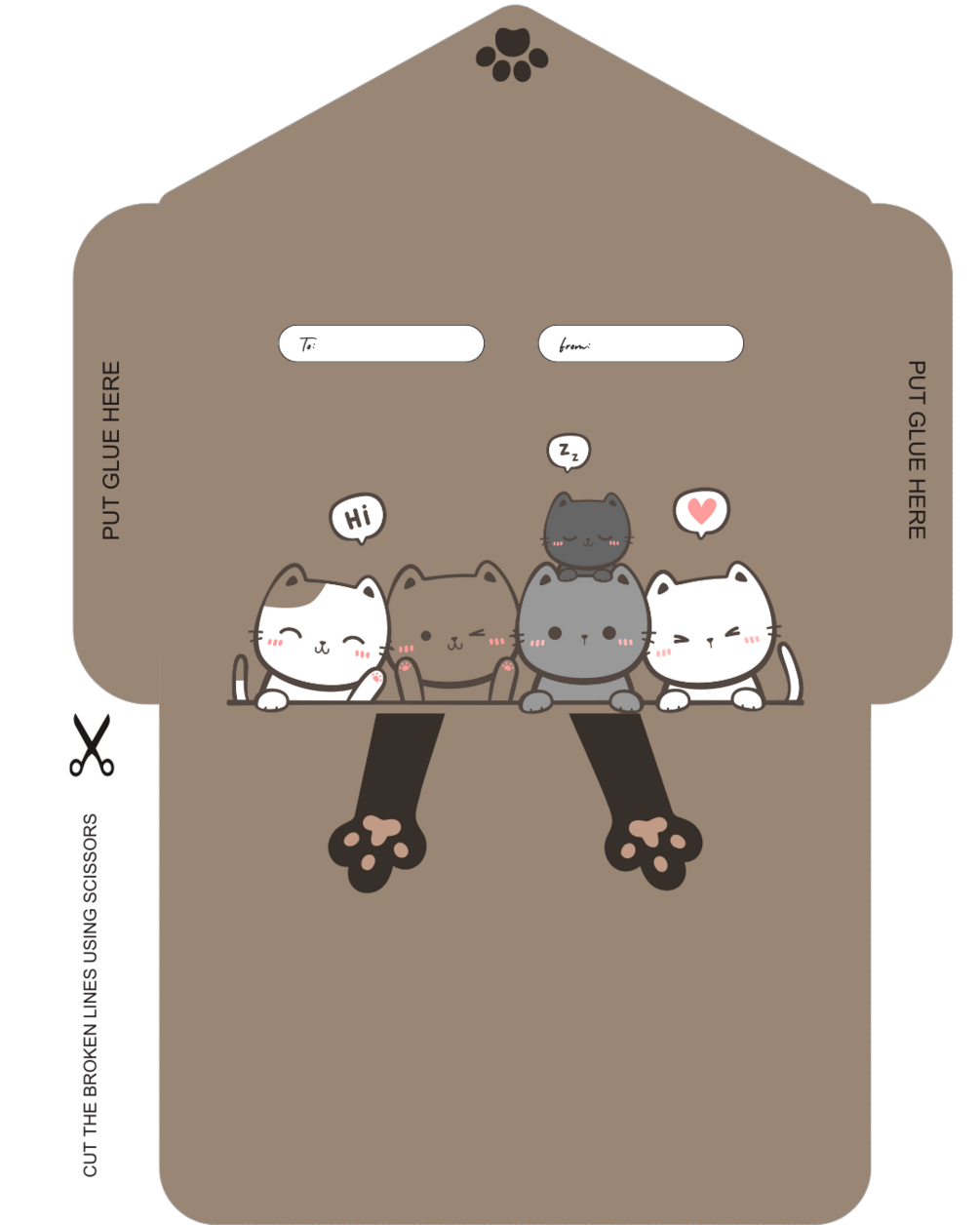 Cute Cats Letter and Envelope Set Template