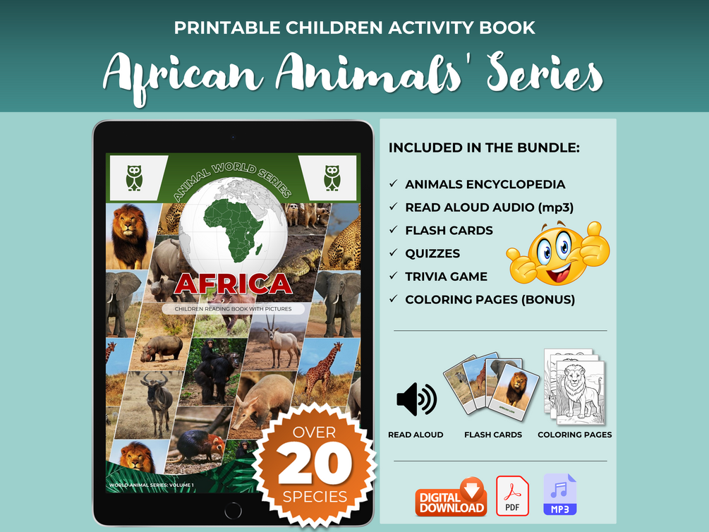 Printable Children Reading and Activity Book | Wildlife Animal World ...