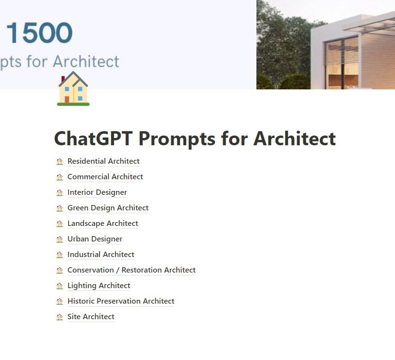 ChatGPT Prompts for Architect - Hams AI Tech