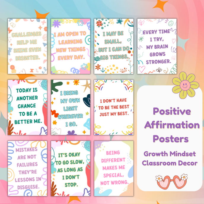 Positive Affirmation Posters | Growth Mindset Classroom Decor (Modern Boho)
