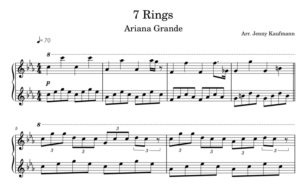 7 Rings - Piano Sheet Music (Ariana Grande)