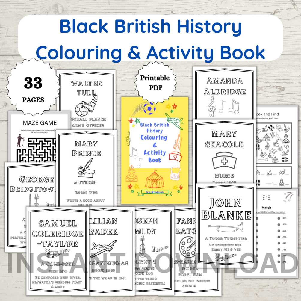 Black British History Colouring and Activity Bundle Printable
