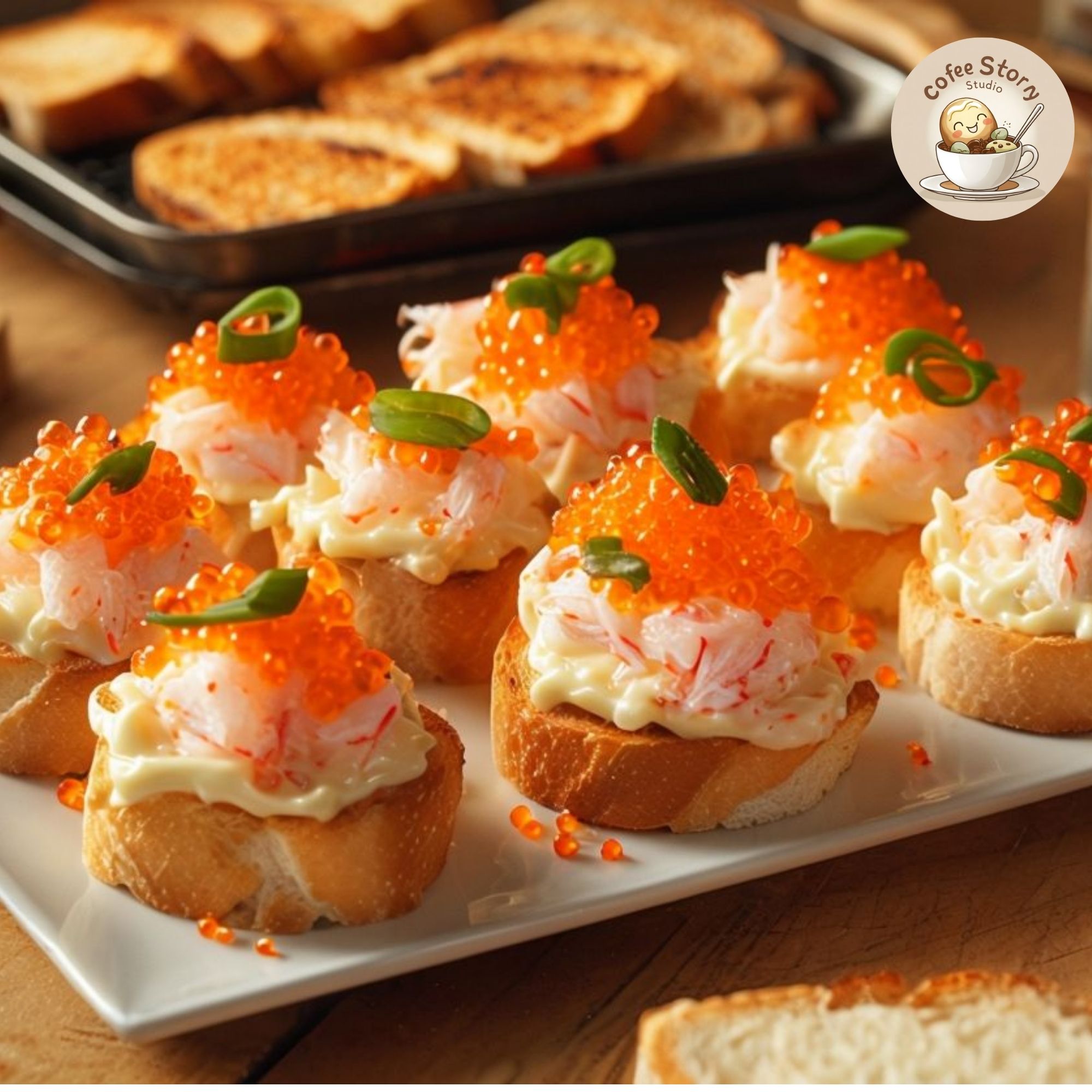 Crab Stick & Tobiko Toast Bites Recipe Card – Printable Download Recipe ...