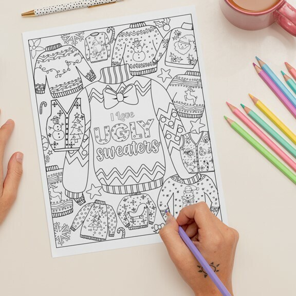 Ugly Christmas Sweaters Coloring Page