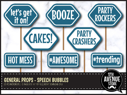 Speech Bubble Props for any Occasion (Blue)