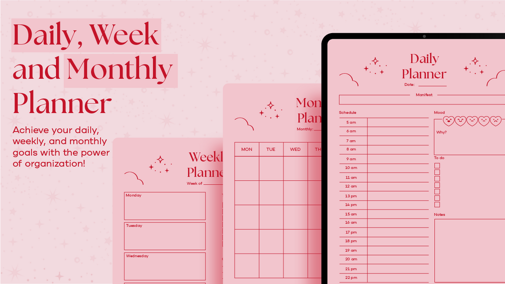 Pink Planner - Daily, Week, Monthly