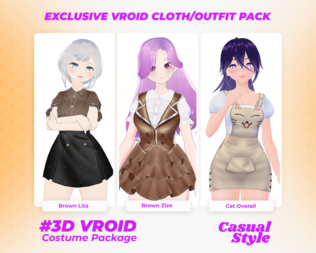 Complete VRoid Clothing Pack Casual Girl Edition - 3D Models, Stylish ...