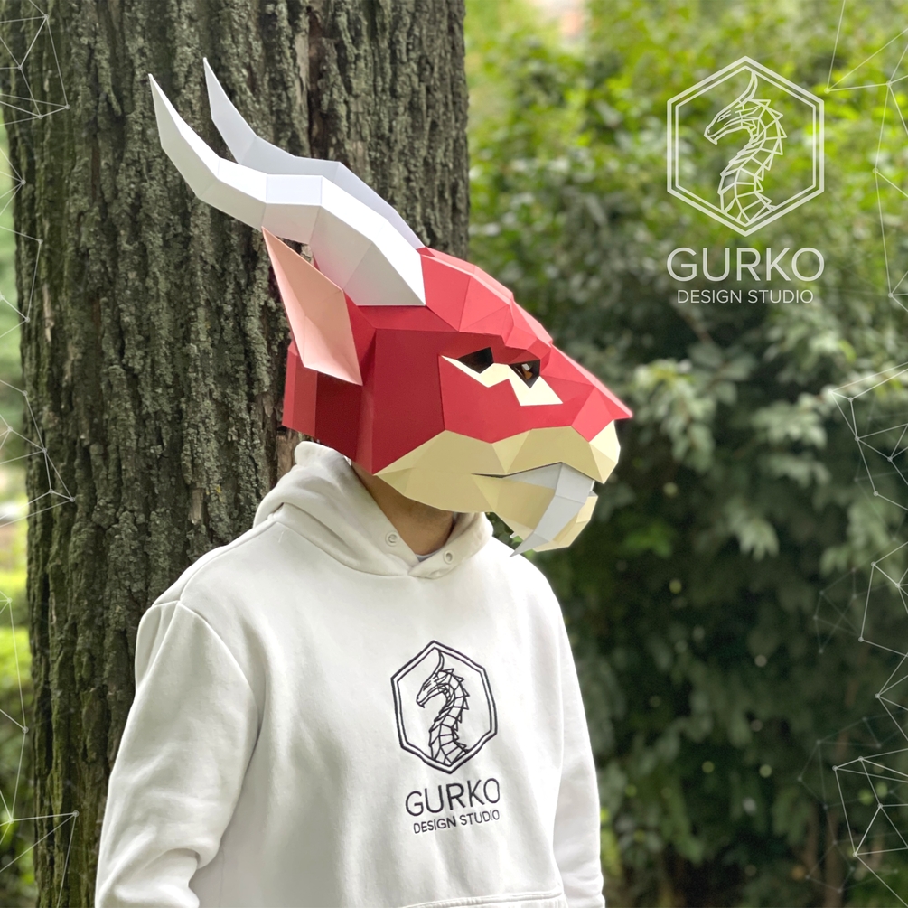 Chimera Mask Papercraft, Cat Mask, Pdf, Gurko, Pepakura, Template, 3D ...