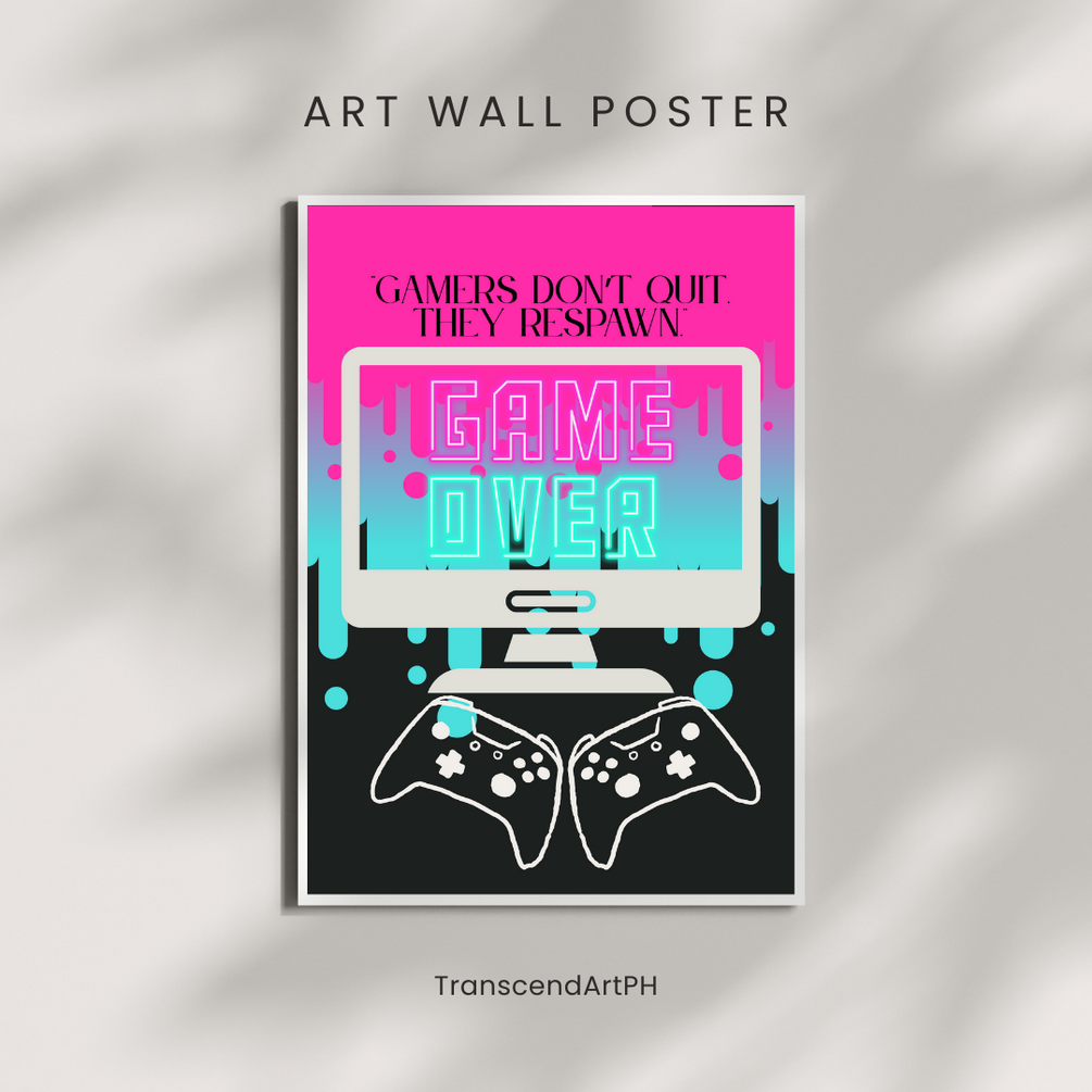 Gamers Don’t Quit. They Respawn – Neon Gamer Quote Wall Art | Digital ...