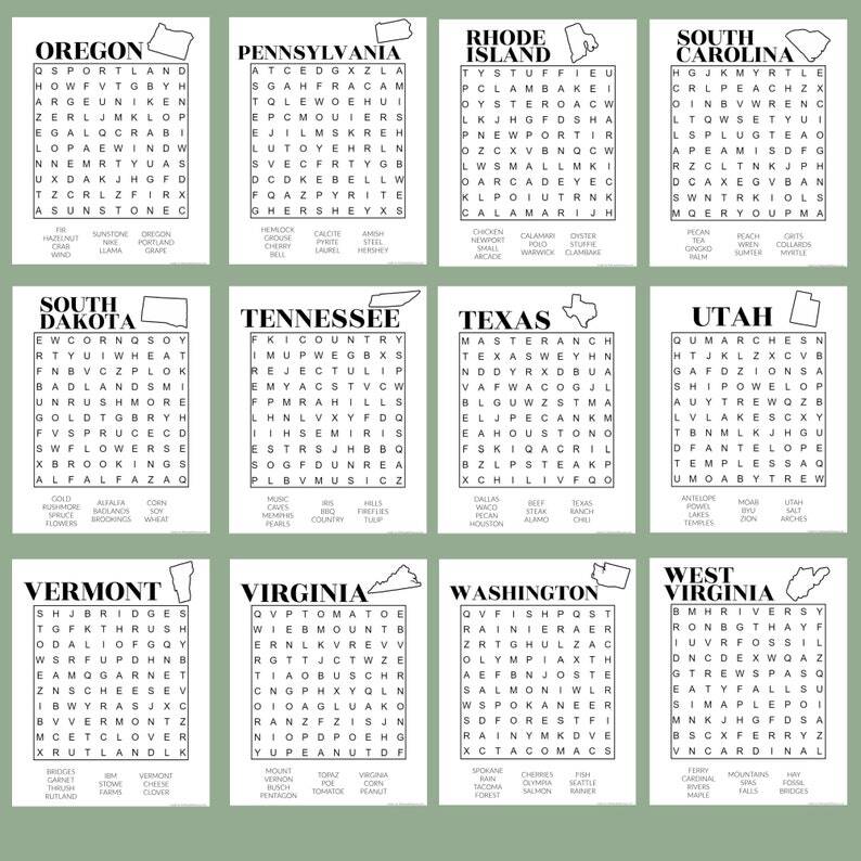 🗺️ United States Geography Word Search Pack – Learn All 50 States (The ...