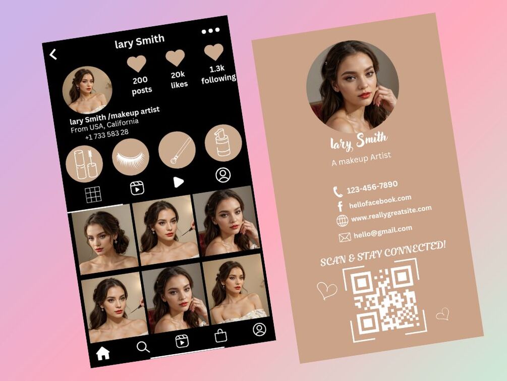 instagram card Make Up Artist Cards, Lash Cards, Hair Salon Cards ...