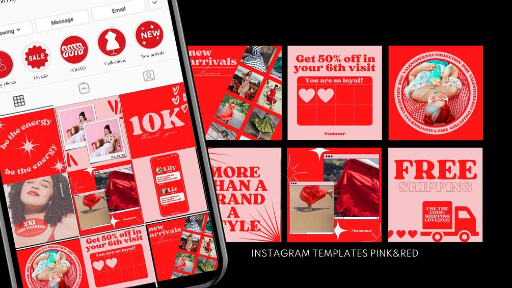 Instagram Templates Red&Pink