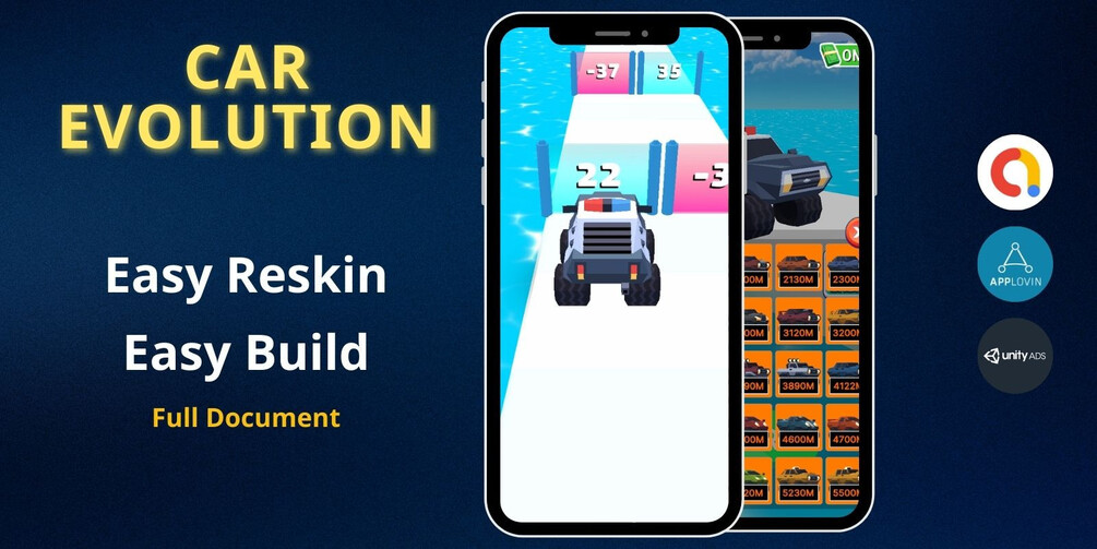 Car Evolution - Unity Code source - mobile Game multi ads